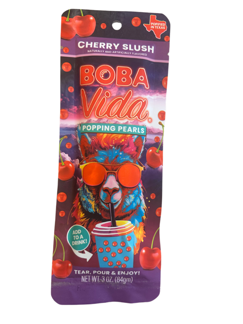 Boba Vida Popping Pearls 3oz Bag Cherry Slush — b.a. Sweetie Candy Store