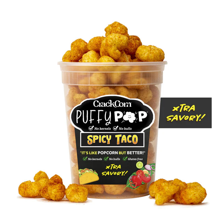 Crack Corn Puffy Pop 4oz Tub Spicy Taco — b.a. Sweetie Candy Store