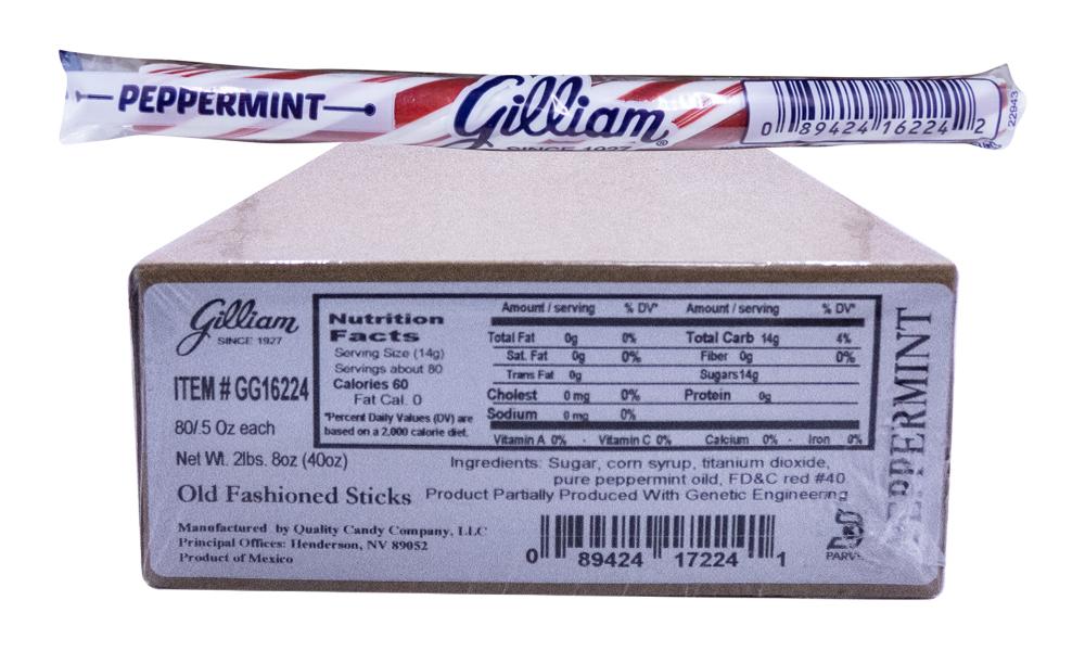 Gilliam .5oz Candy Sticks Peppermint 80 Count Box — b.a. Sweetie Candy ...