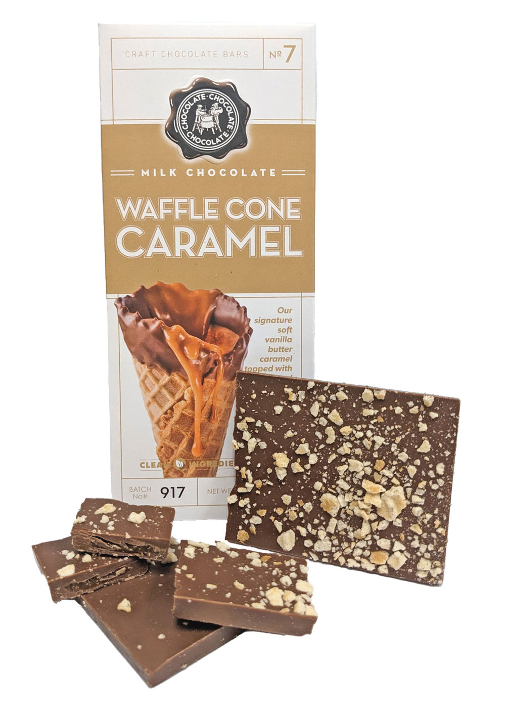 Craft Chocolate 3.5oz Bar Milk Chocolate Waffle Cone Caramel — b.a ...